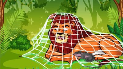 El león y el ratón, fábula de Esopo. La bondad trae recompensa